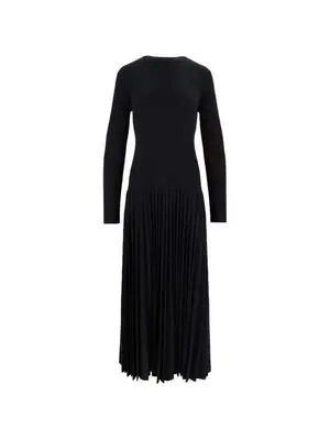 Fabiana Filippi Pleated Long-sleeve Midi Dress - Black