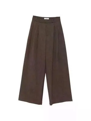 ELEH Pleated Wide-leg Trousers - Brown