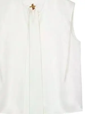 DANAME Tie-neck Sleeveless Blouse - Neutrals