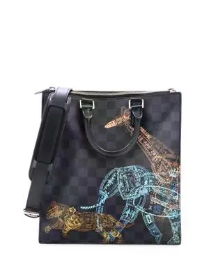 LOUIS VUITTON Sac Plat Cross Bag Limited Edition Wild Animals Damier Graphite Tote Bag - Black