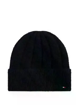 Tommy Hilfiger Flag Ribbed Beanie Hat - Blue