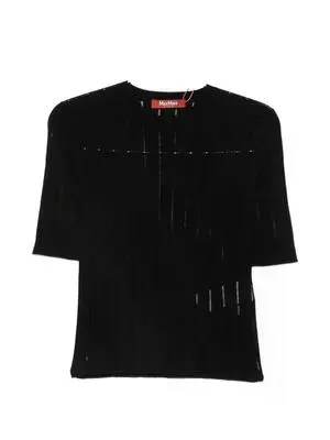 Max Mara Ribbed-knit Short-sleeve T-shirt - Black