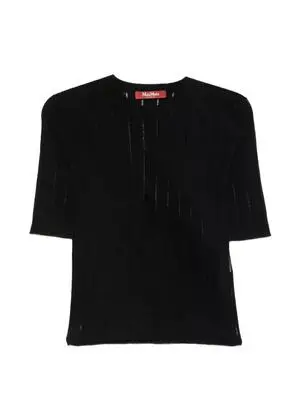 Max Mara Ribbed-knit Short-sleeve T-shirt - Black