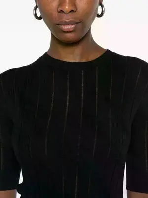Max Mara Ribbed-knit Short-sleeve T-shirt - Black