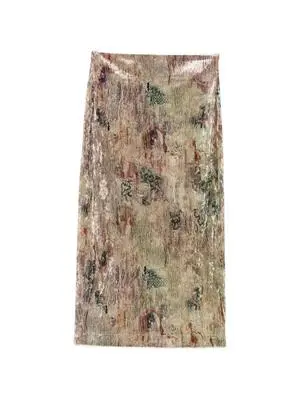 PIERRE-LOUIS MASCIA Geometric Print Midi Skirt - Neutrals
