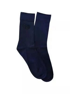 Y3 Logo-embroidered Ribbed Socks - Blue