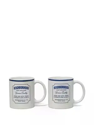 NEIGHBORHOOD Logo-print Rim Mugs - White