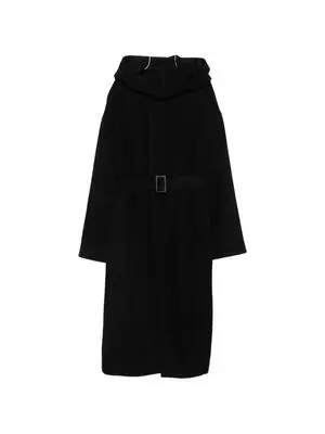 Rick Owens Belted Hooded Coat - Black