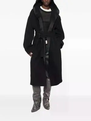 Rick Owens Belted Hooded Coat
