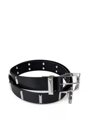 Pinko Leather Belt With Rectangular Studs, 3 Cm