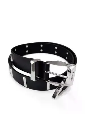 Pinko Leather Belt With Rectangular Studs, 3 Cm - Black