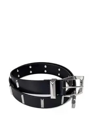 Pinko Leather Belt With Rectangular Studs, 3 Cm