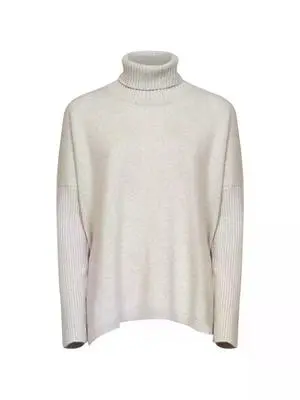 BLANCA VITA Ribbed Turtleneck Sweater - Neutrals