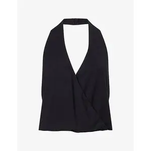 REFORMATION Lois Halterneck Knit Top - Black