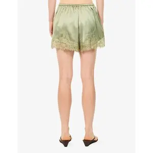 REFORMATION Fern Lace-trim Satin Shorts - Artichoke