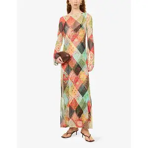 NEVER FULLY DRESSED Jardin Du Soleil Aria Mesh Maxi Dress