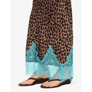 NEVER FULLY DRESSED Maeva Leopard-print Satin Midi Skirt