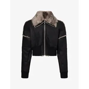 Rick Owens Flight Bomber Leather Jacket - Black Dust