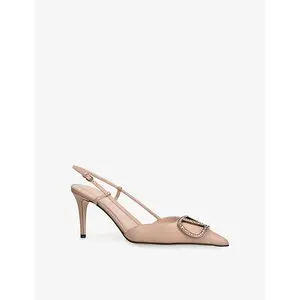 Valentino Garavani Vlogo 80 Crystal-embellished Leather Slingback Courts