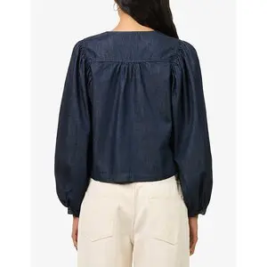 FRAME The Off Duty Popover Denim Blouse