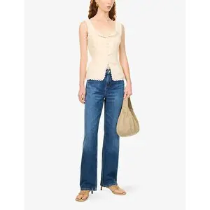 REFORMATION Viola Sweetheart-neck Linen Top