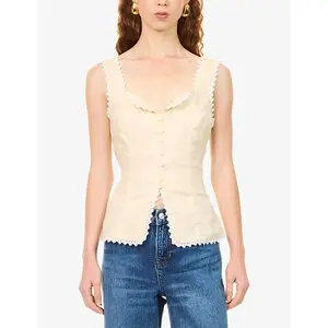 REFORMATION Viola Sweetheart-neck Linen Top