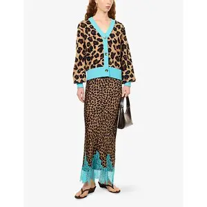 NEVER FULLY DRESSED Hannah Leopard-pattern Knit Cardigan
