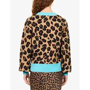 NEVER FULLY DRESSED Hannah Leopard-pattern Knit Cardigan