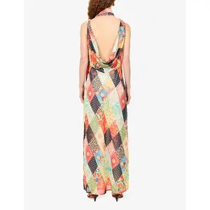 NEVER FULLY DRESSED Sophie Cowl-neck Woven Maxi Dress