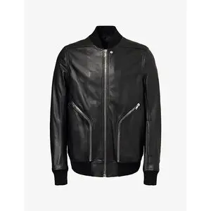 Rick Owens Zip-pocket Leather Bomber Jacket - Black