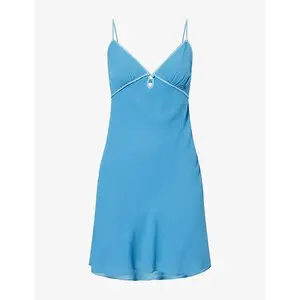 REFORMATION Rimona V-neck Crepe Mini Dress - Cerulean