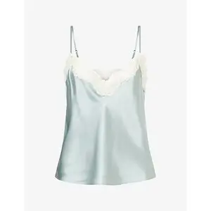 REFORMATION Teddy Lace-trim Silk Top