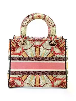 Dior Lady D-lite Bag Embroidered Canvas Medium Satchel - Multicolour