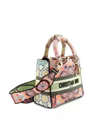 Dior Lady D-lite Bag Embroidered Canvas Medium Satchel - Multicolour