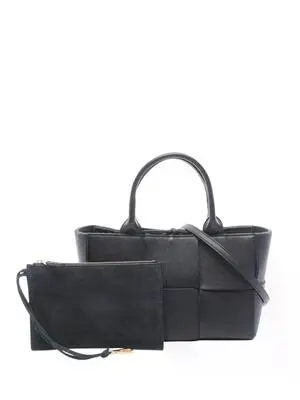 Bottega Veneta 2012-2026 Mini Lambskin Intreccio Arco Tote Satchel - Black