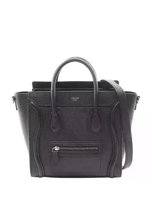 Celine 2010-2026 Nano Drummed Calfskin Luggage Tote Bag - Black
