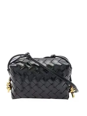 Bottega Veneta 2012-2026 Mini Lambskin Intrecciato Loop Camera Bag Crossbody Bag - Black