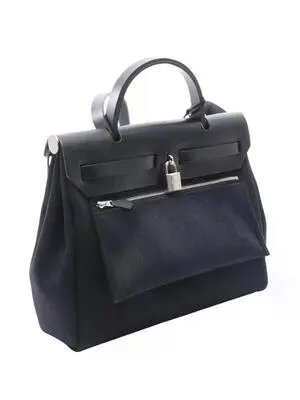 Hermès 2023 Military Toile And Vache Hunter Herbag Zip 31 Satchel - Black