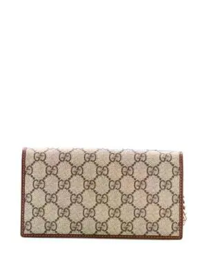 Gucci Horsebit 1955 Chain Wallet Gg Coated Canvas Crossbody Bag - Brown