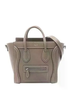 Celine 2010-2026 Nano Leather Luggage Tote Satchel - Brown