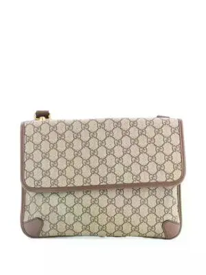 Gucci Neo Vintage Flap Messenger Gg Coated Canvas Medium Crossbody Bag - Brown