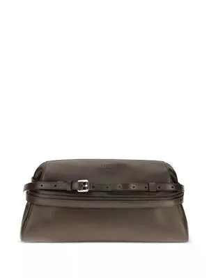 Moschino Buckle-detail Leather Cluth Bag - Brown