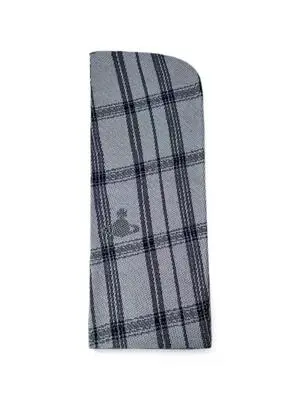 VIVIENNE WESTWOOD Plaid-pattern Orb-motif Scarf - Grey