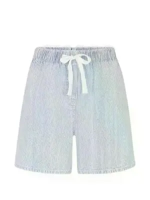 JUVIA Maila Striped Denim Mini Shorts