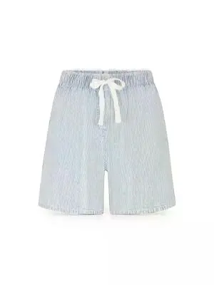 JUVIA Maila Striped Denim Mini Shorts