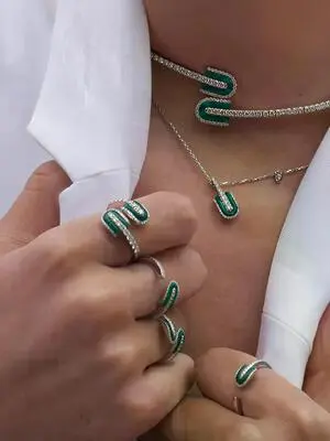 U LOS ANGELES Maxi U Duo Malachite And Diamond Ring