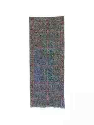 Destin Check-pattern Fringed Scarf - Grey