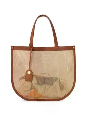 AGUA DE COCO Medium Playa Leather-trim Shoulder Bag - Neutrals