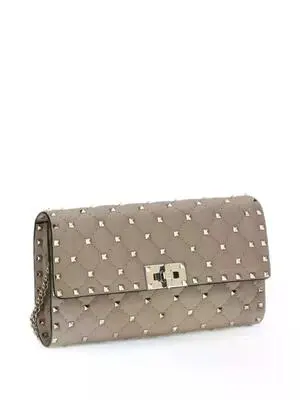Valentino Garavani Rockstud Spike Nappa Leather Crossbody Clutch Bag - Neutrals