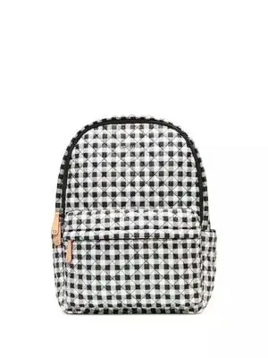 Mz Wallace Metro Deluxe Gingham Quilted Backpack - White